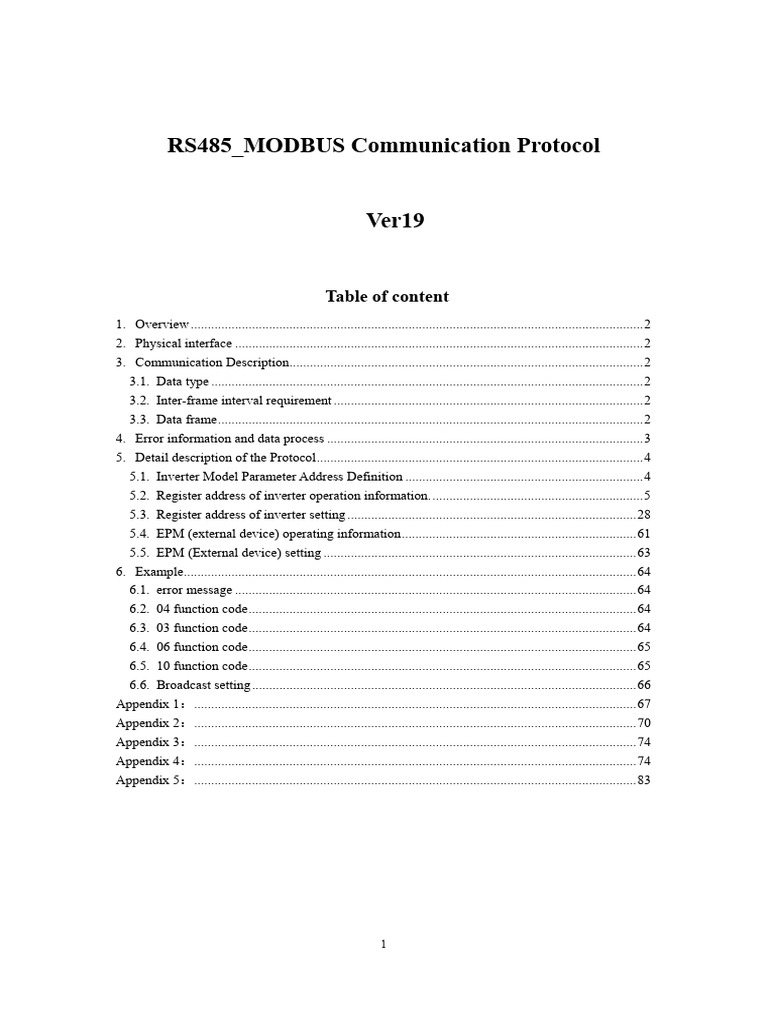 RS485 - MODBUS Protocol - Solis PV Grid-Connected Inverter - V19 | PDF ...