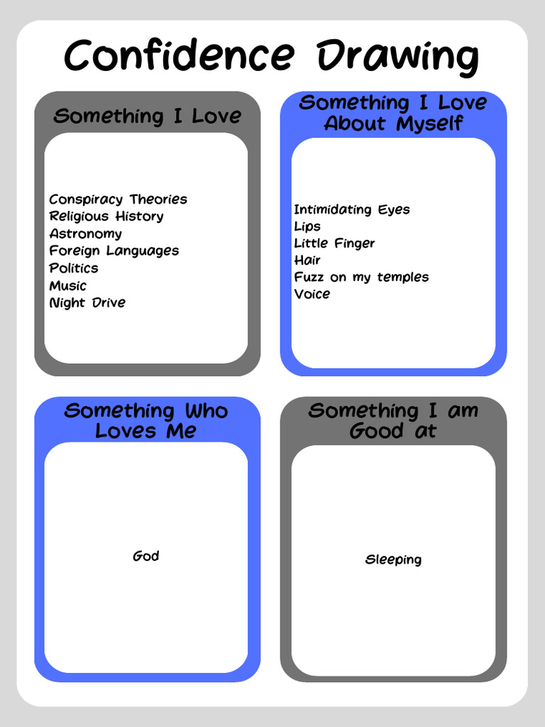 White Gray Confidence Drawing Worksheet | PDF