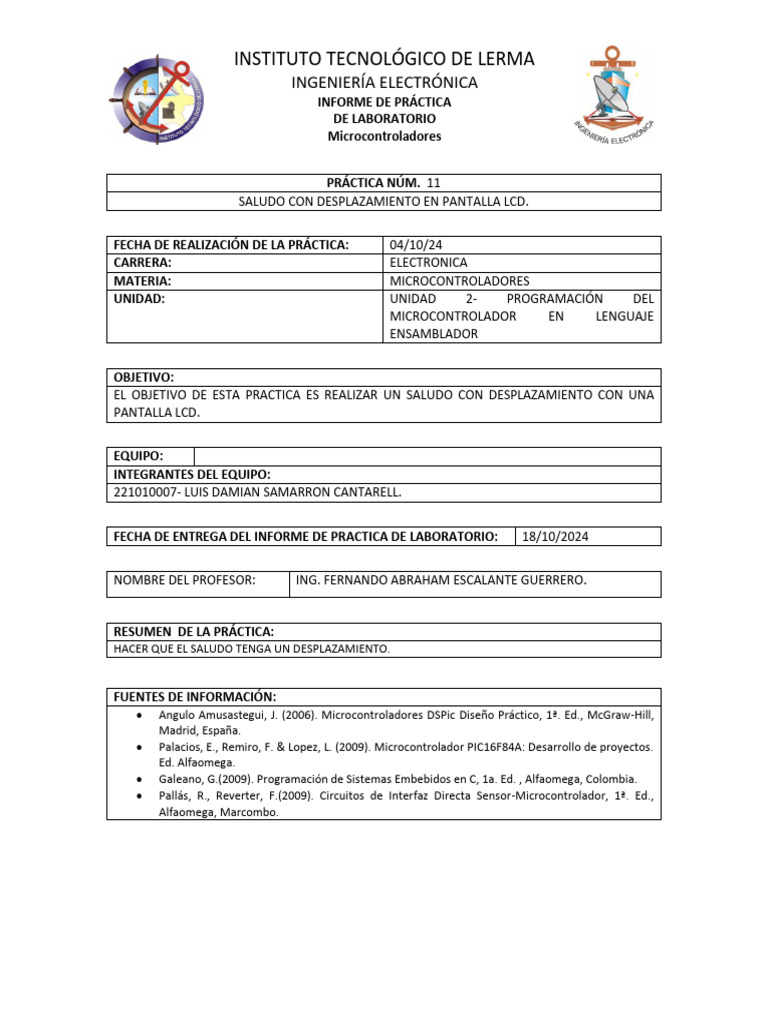 PRACTICA11 | PDF | Microcontrolador | Electrónica