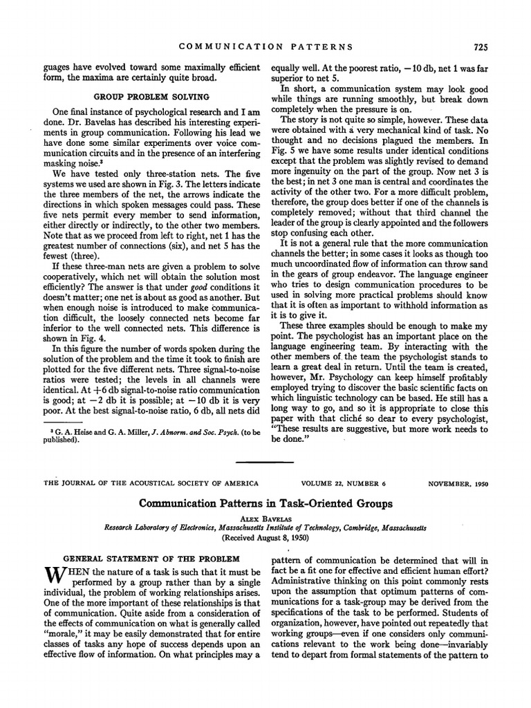 Communication Patterns in Groups | PDF | Cognition | Psychology