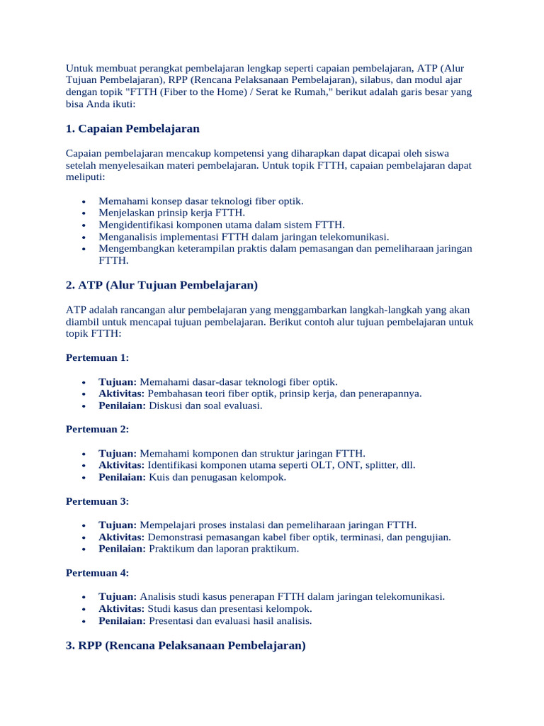 Modul Ajar FTTH | PDF