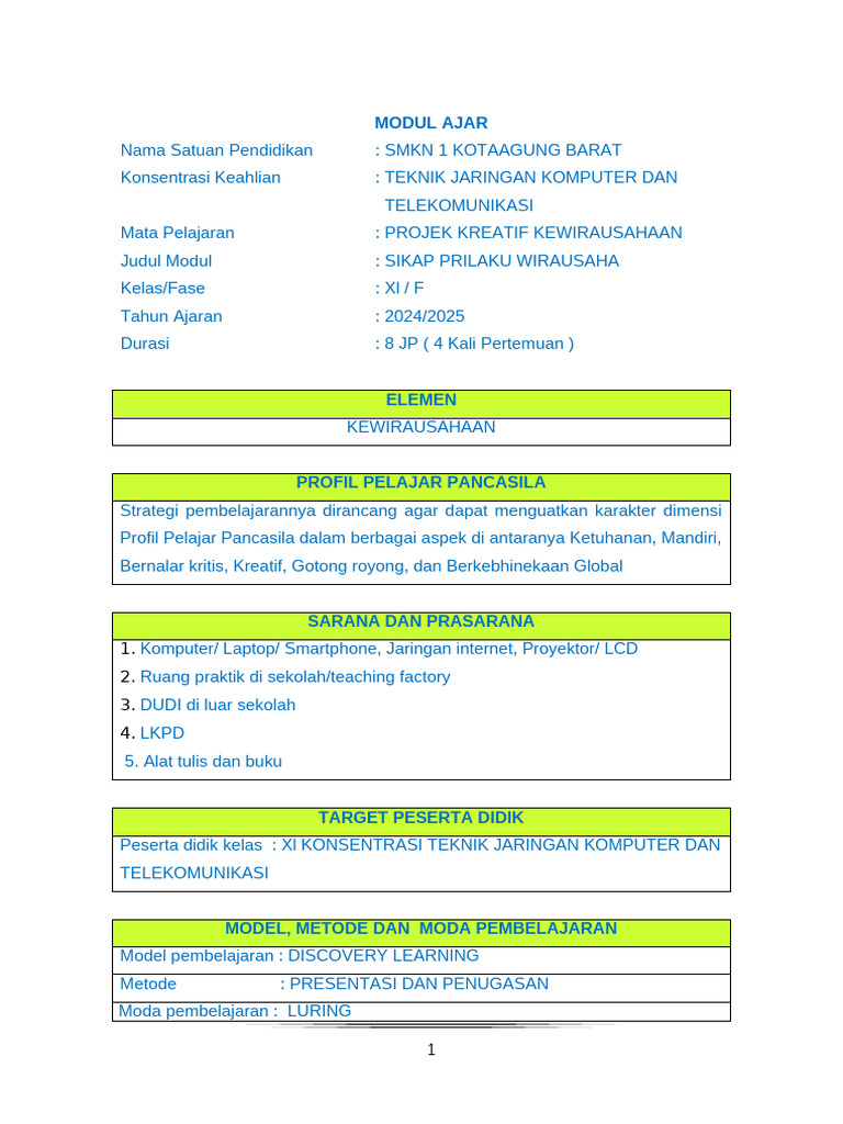 Modul Ajar Pkwu | PDF