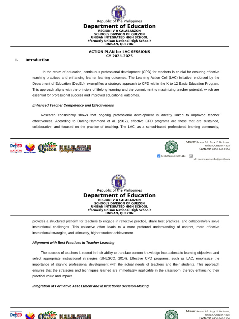 LAC Plan CPC | PDF | Teachers | Learning