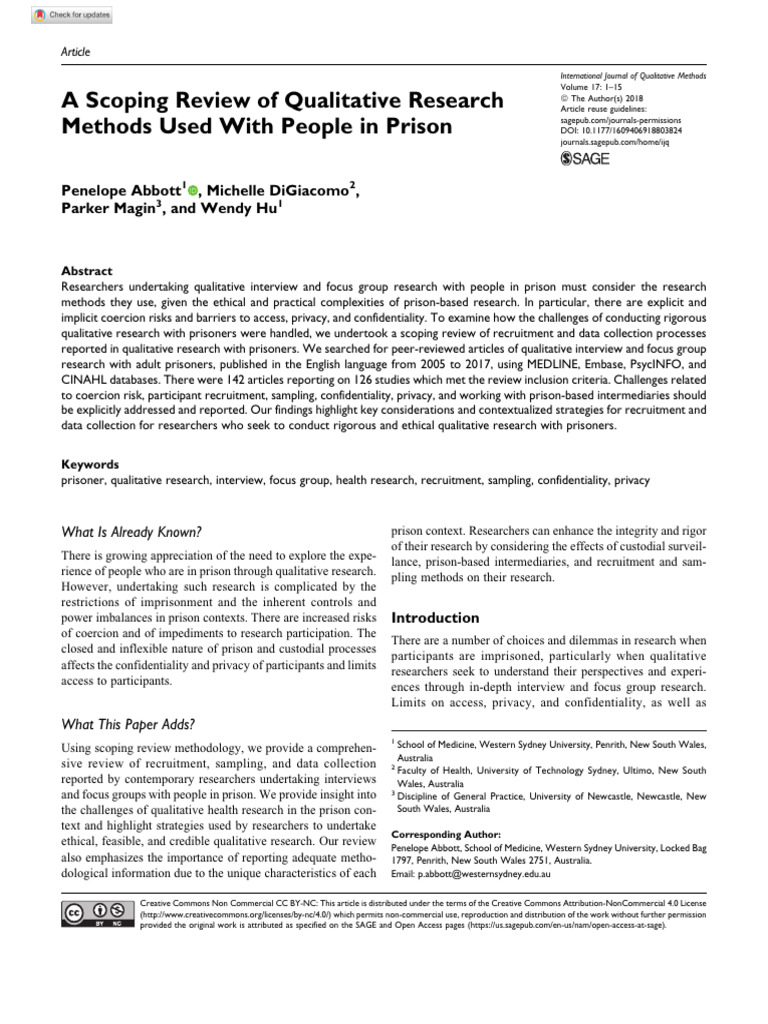 Abbott Et Al 2018 A Scoping Review of Qualitative Research Methods Used ...