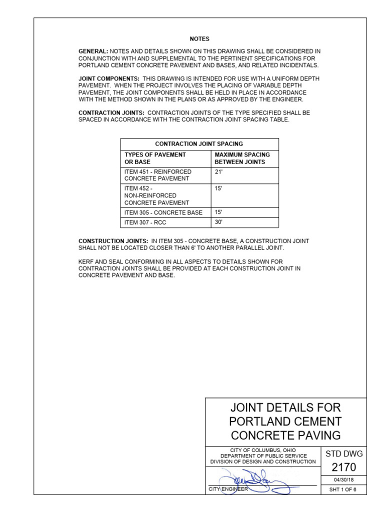 Joint Details For Portland Cement Concrete Paving | PDF | Road Surface ...