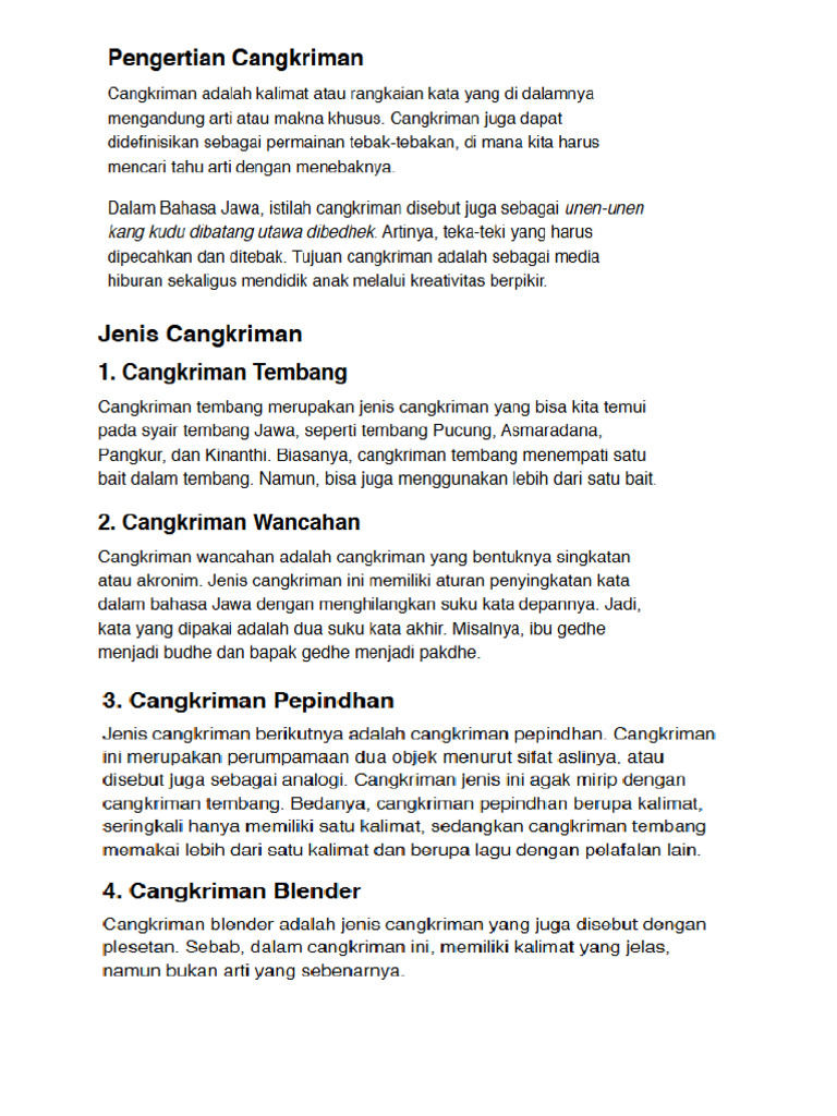CANGKRIMAN | PDF