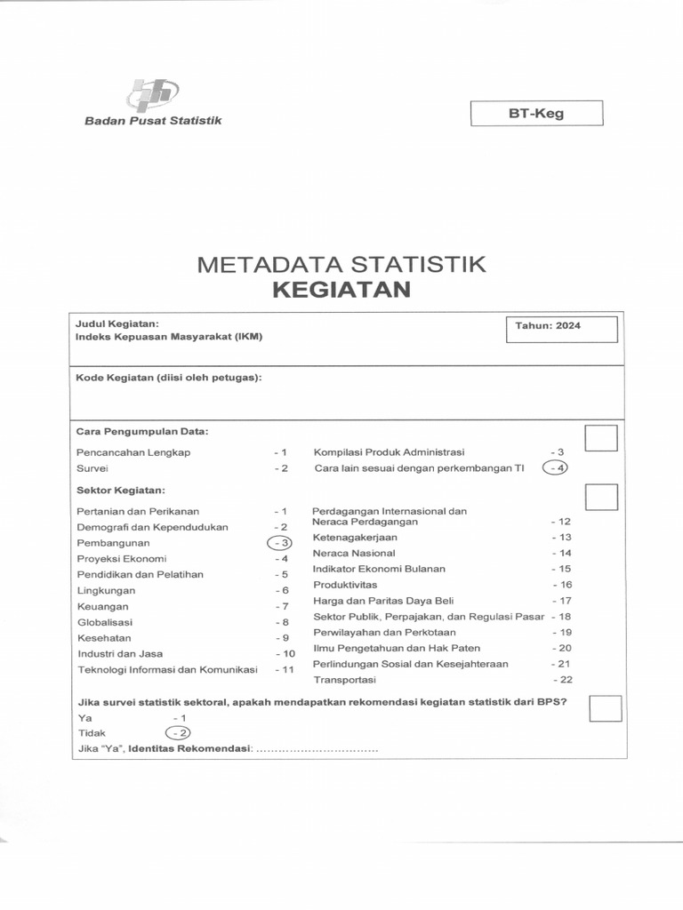 Metadata Statistik Kegiatan | PDF