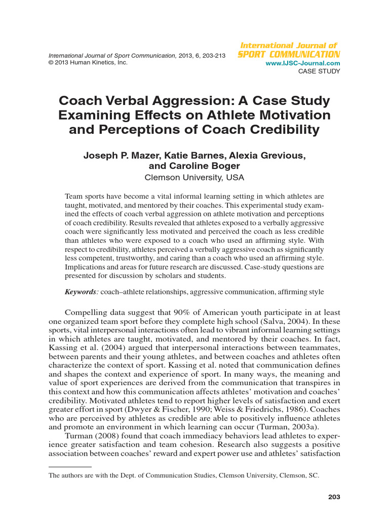 MAZER BARNES Coach Verbal Aggression | PDF | Aggression | Credibility