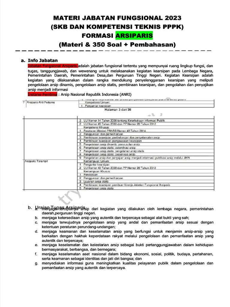 Soal PPK Arsiparis | PDF