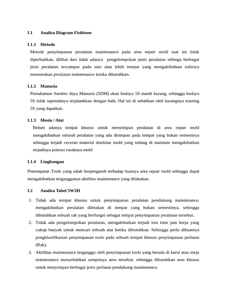 Analisa Diagram Fishbone | PDF
