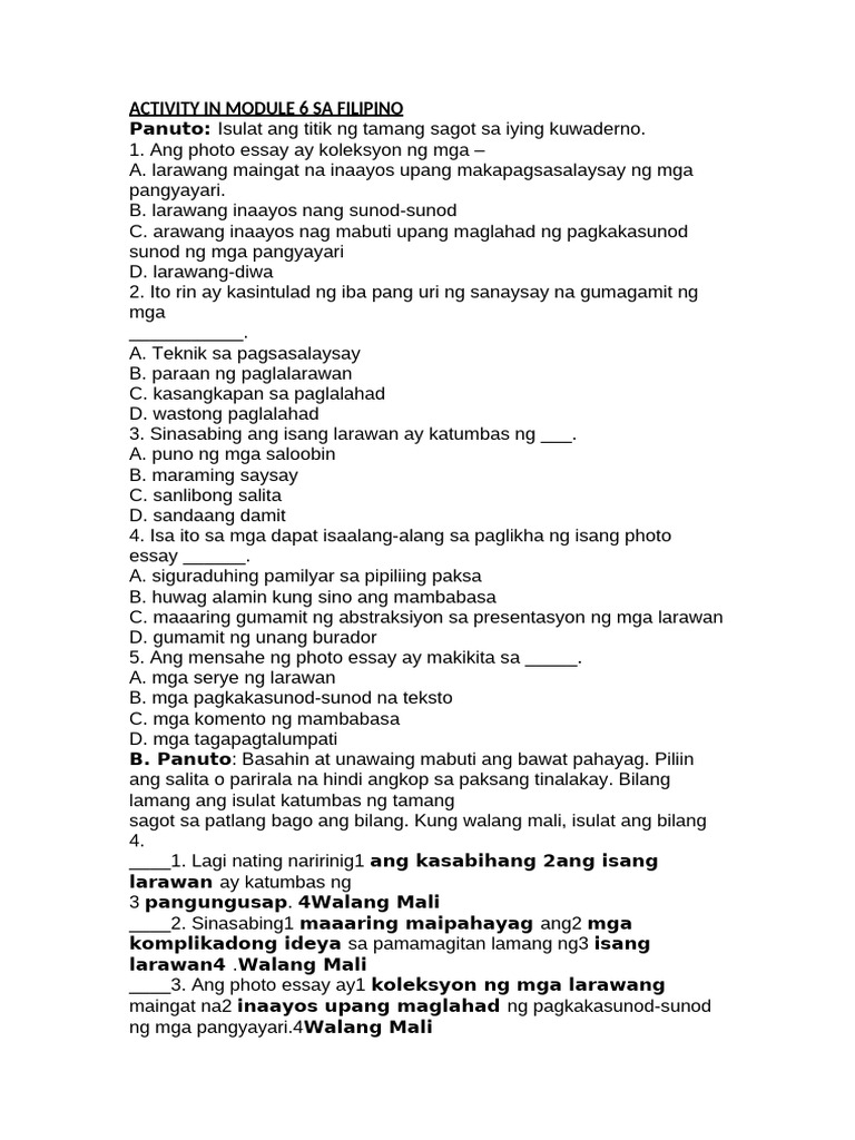 Activity in Module 6 Sa Filipino | PDF
