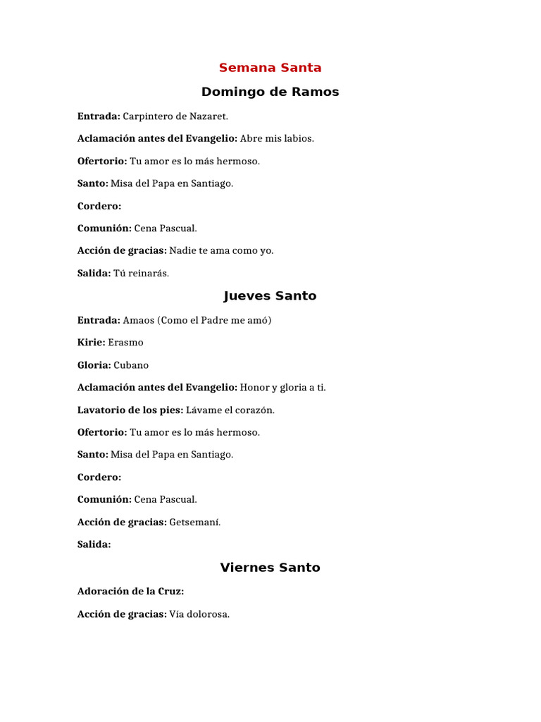 Cantos Semana Santa | PDF