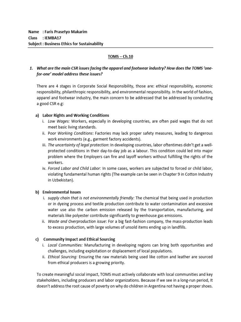 Chapter 10 - ToMS - Individual Assignment - Faris Prasetyo Makarim | PDF | Corporate Social ...