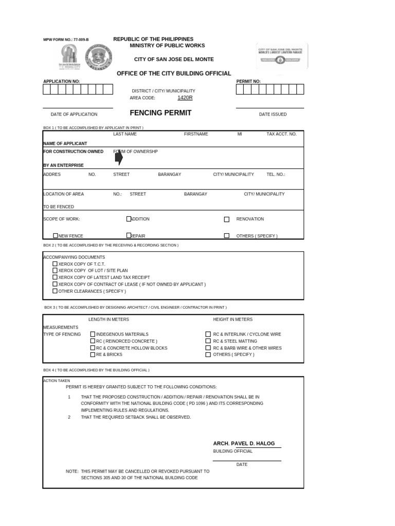 Fencing Permit Form | PDF