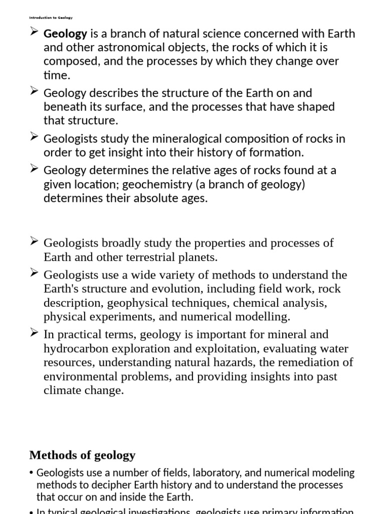 Introduction To Geology | PDF | Geology | Earth Sciences