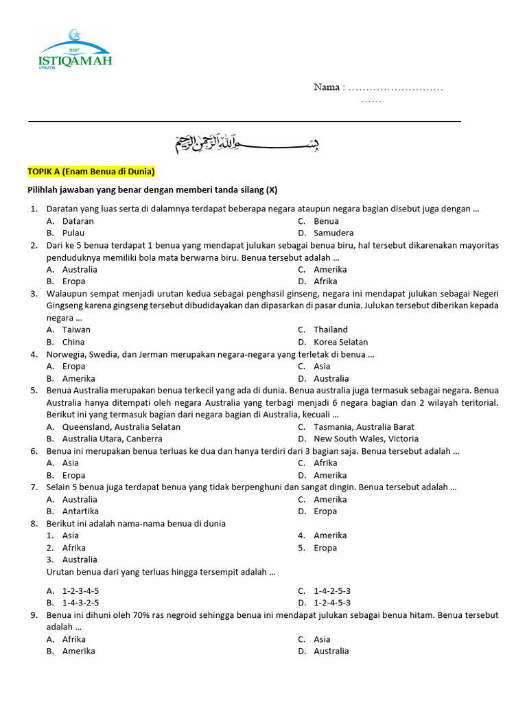 Formatif 5 Plesir Keliling Dunia | PDF