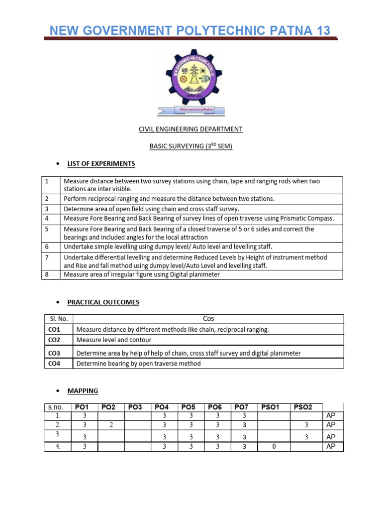 Basic Surveying Lab Manual | PDF | Surveying | Area