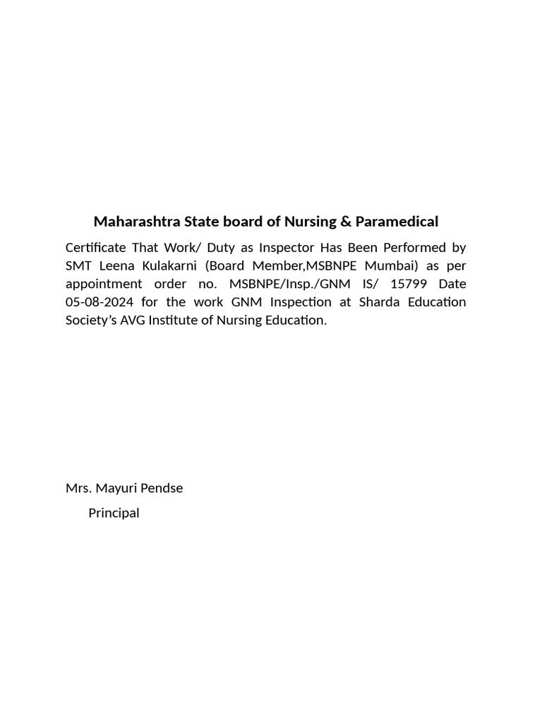 Duty Certificate | PDF