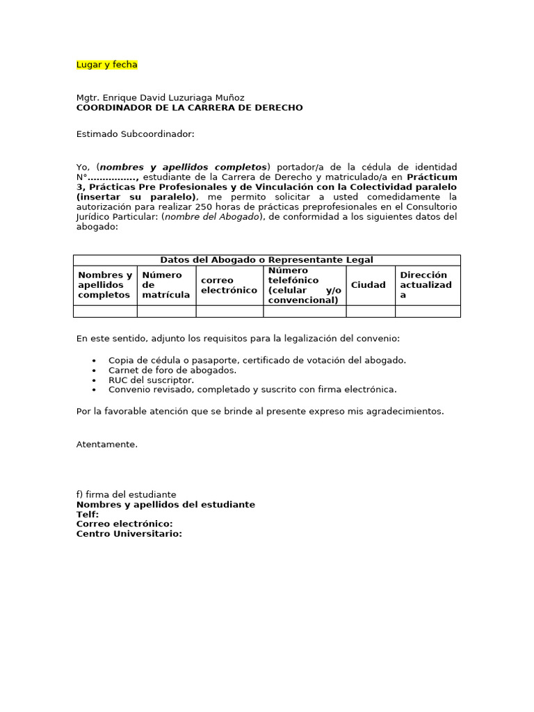 Solicitud de Prácticas Proprofesionales Practicum 3 | PDF