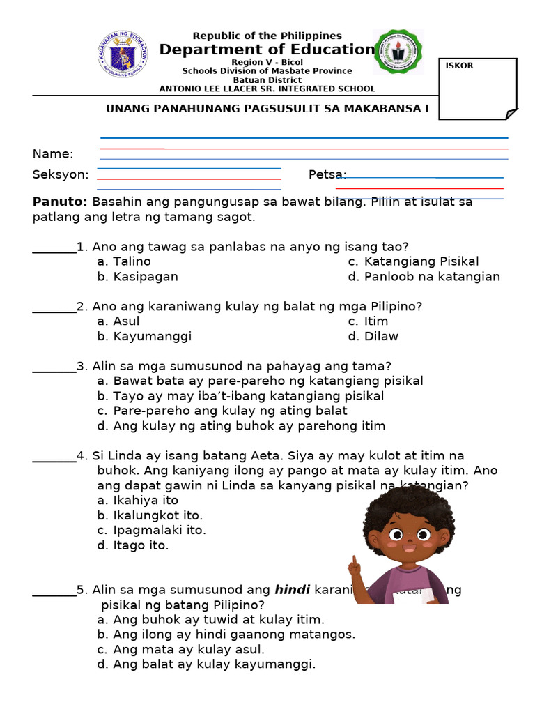 1st Makabansa PT | PDF