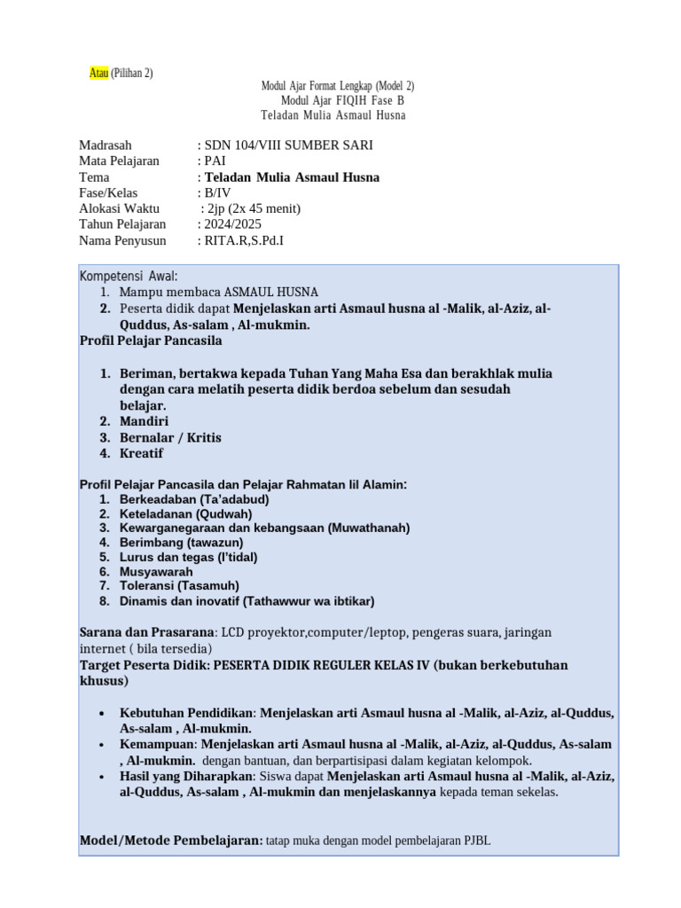 Modul Ajar PJBL | PDF