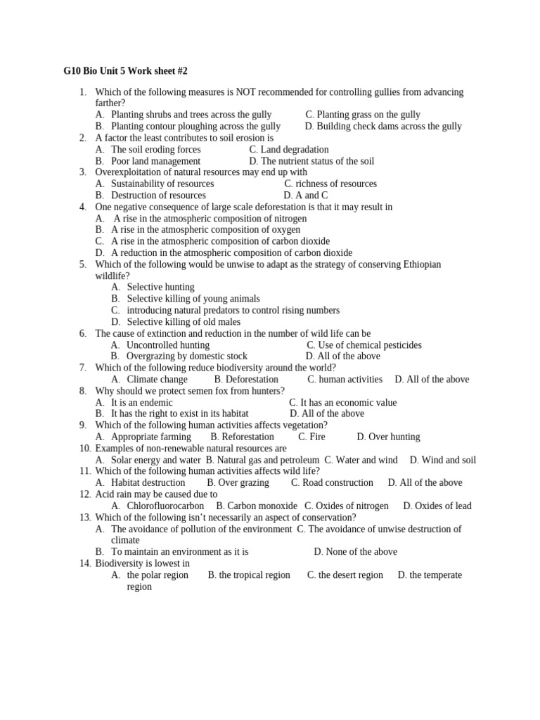 G10 Unit Five Work Sheet | PDF | Soil | Combustion