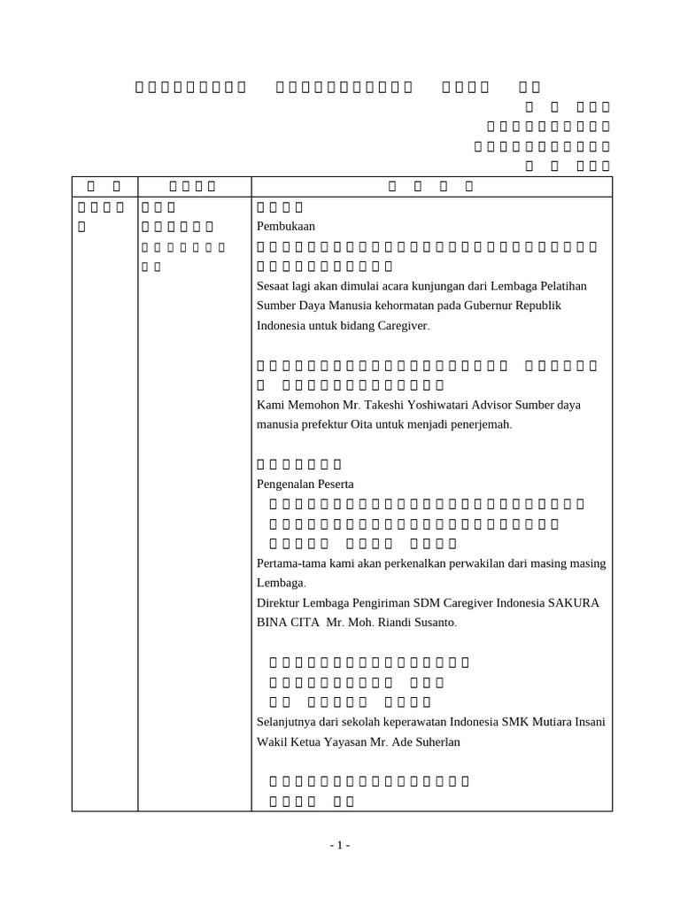 【IDN翻訳】12 （知事表敬）進行シナリオ（案）部長協議後 | PDF