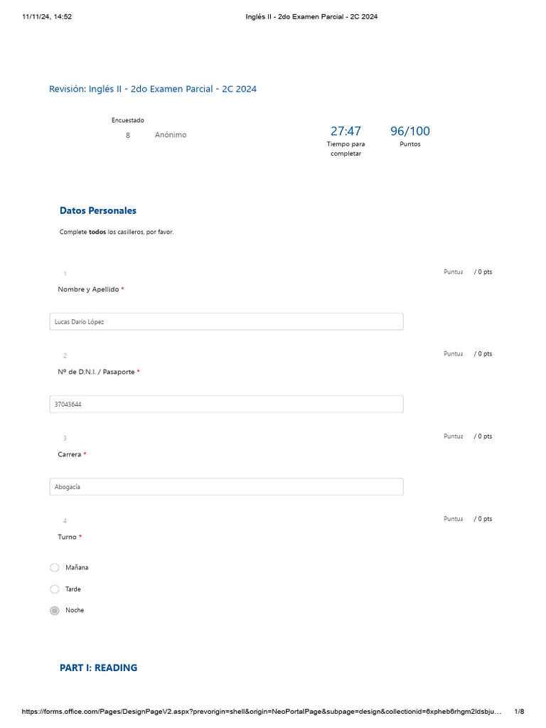 LOPEZ - Inglés II - 2do Examen Parcial - 2C 2024 | PDF | Grammar ...