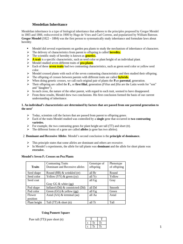Mendelian Inheritance | PDF | Dominance (Genetics) | Allele