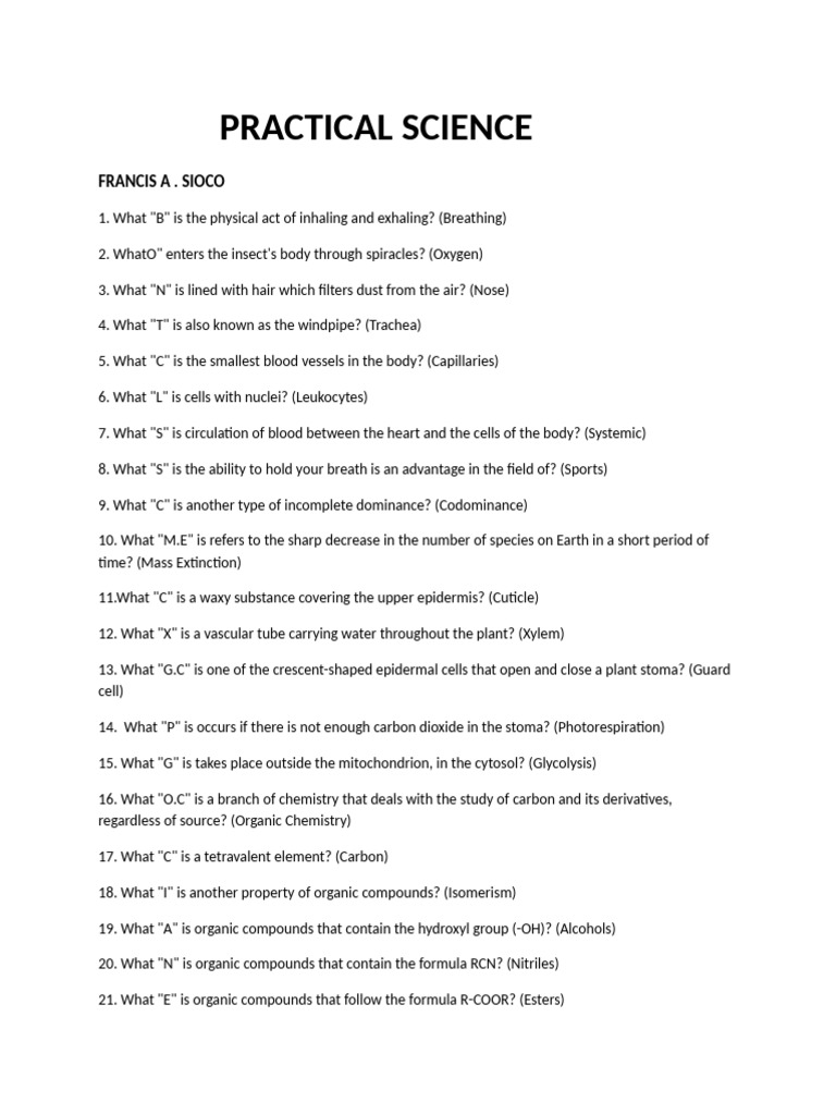 Practical Science-9 Francis Sioco | PDF