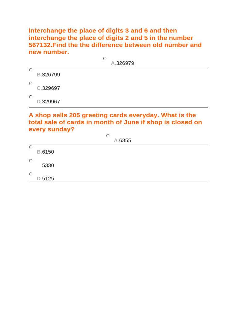 Digit Interchange Math Problems | PDF