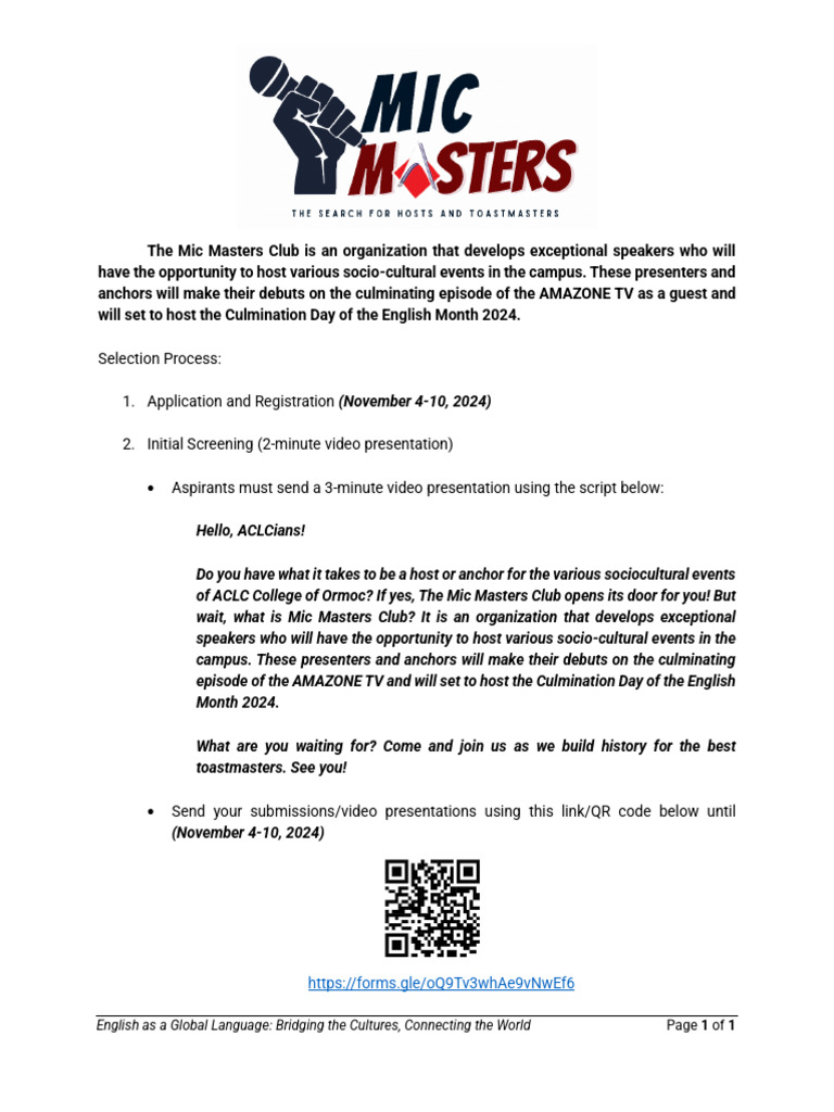 The Mic Masters Club | PDF