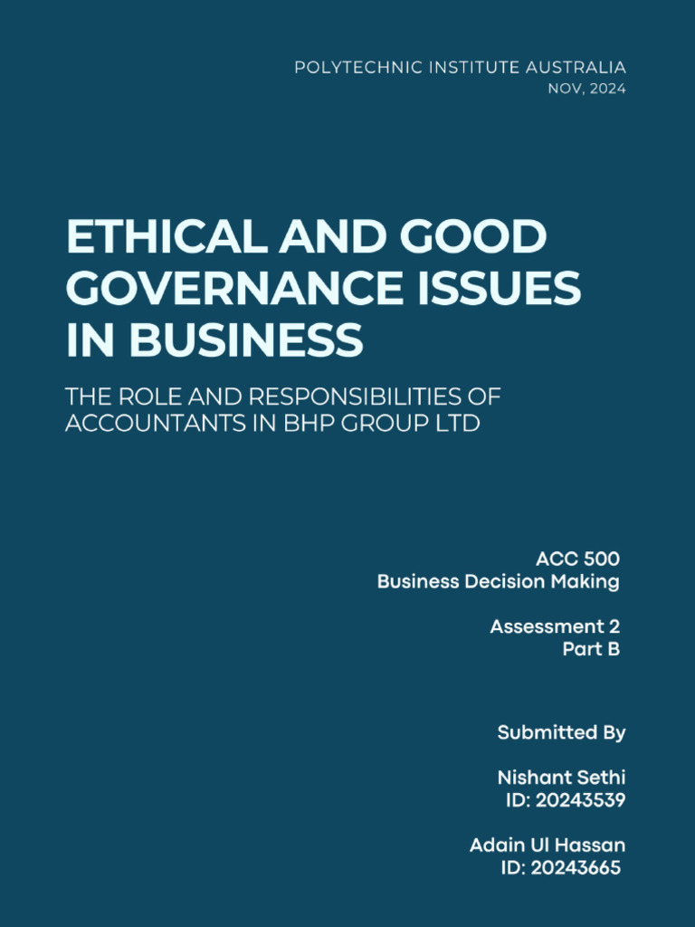 Ethical and Good Governance Issues in Business | PDF | Governance ...