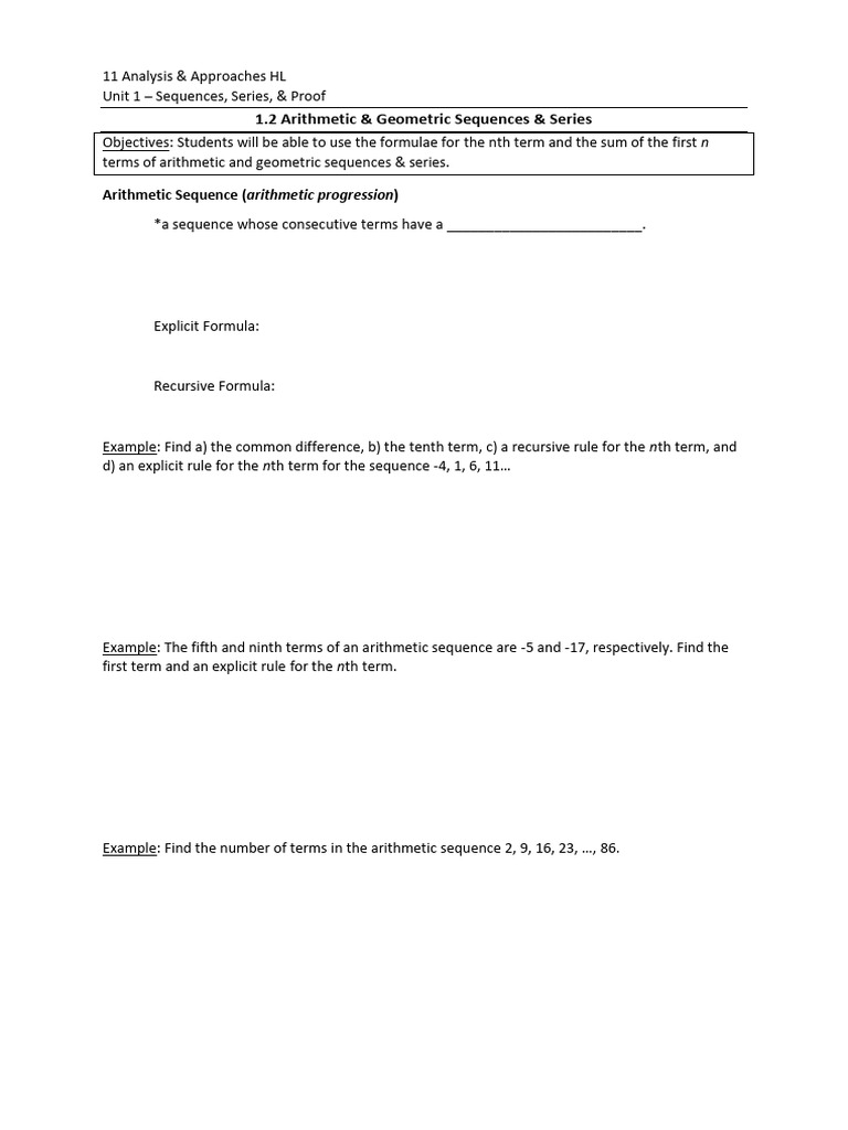 1.2 - Arithmetic and Geometric Sequences - Series | PDF
