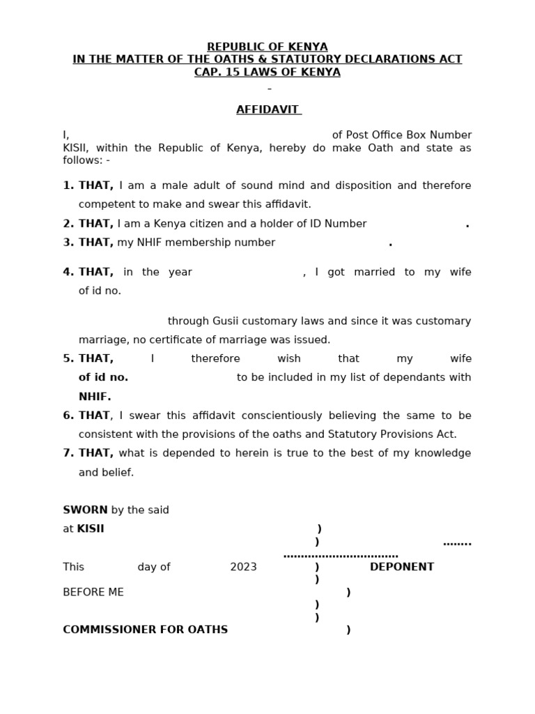 Affidavit Nhif Maggie | PDF