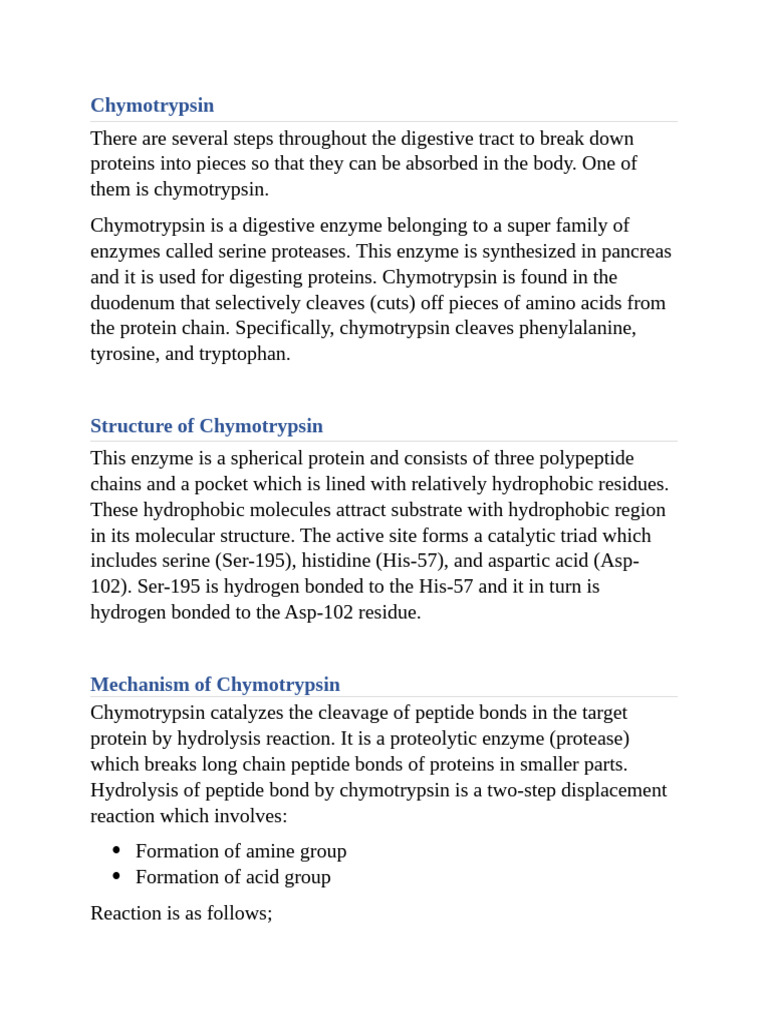 Chymotrypsin | PDF