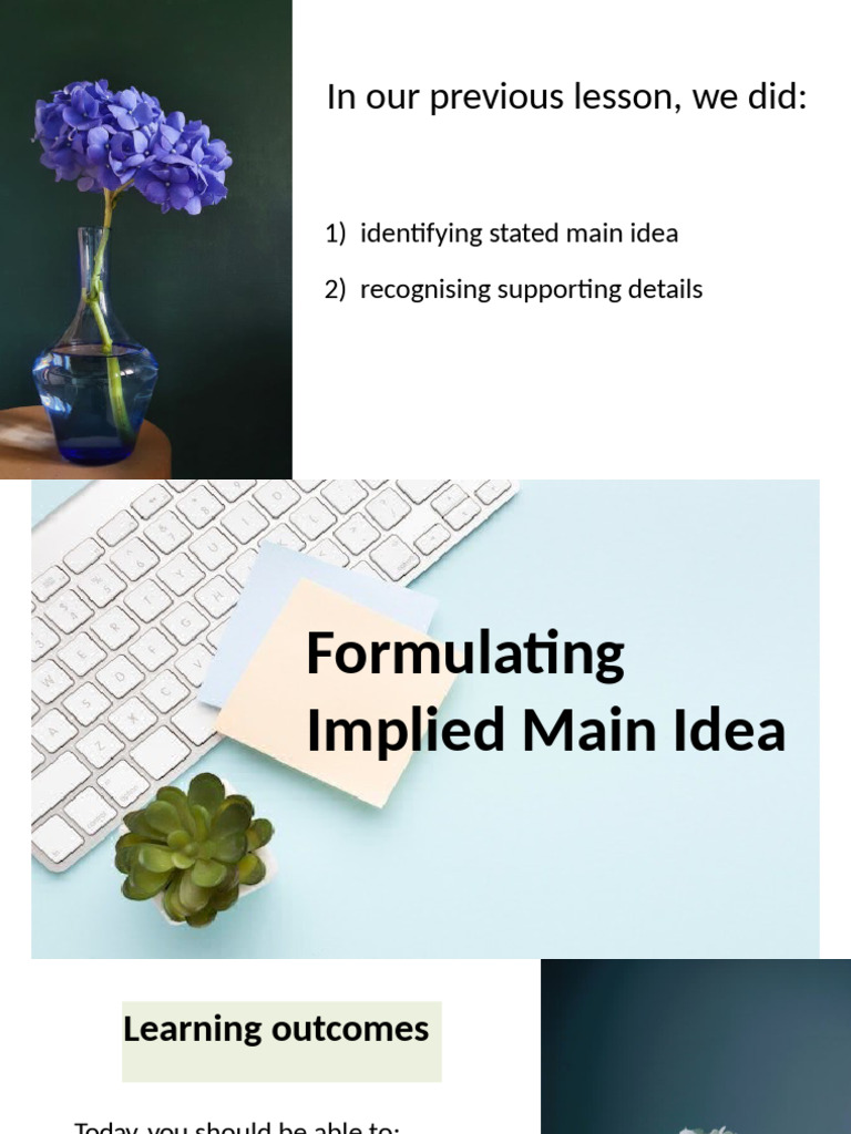 5_ELC501 Implied Main Idea | PDF | Communication | Cognitive Science