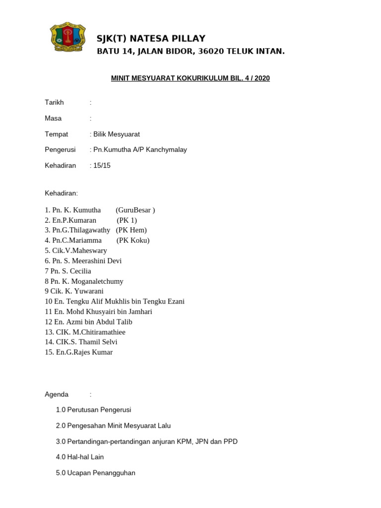 MINIT MESYUARAT koko 4 | PDF