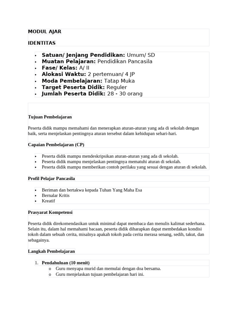 Modul Ajar Ukin 2024 | PDF