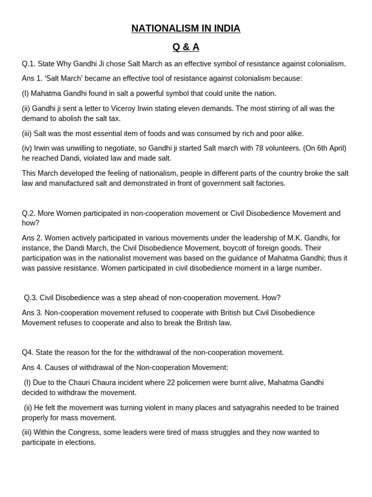 NOTES-1 Nationalism in India | PDF | Mahatma Gandhi | British Raj