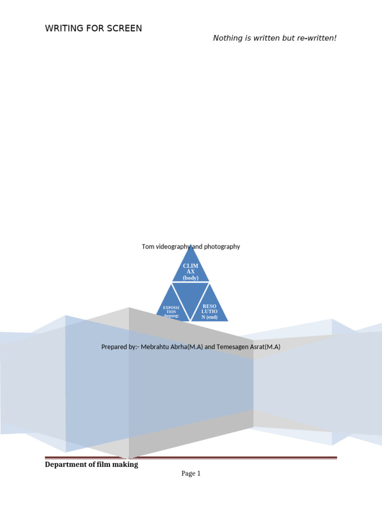 Tom screen writing (1) | PDF | Screenplay | Plot (Narrative)
