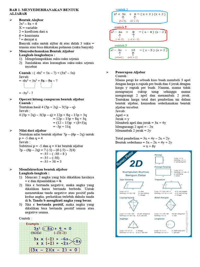 Suku Sejenis dalam Bentuk Aljabar | PDF