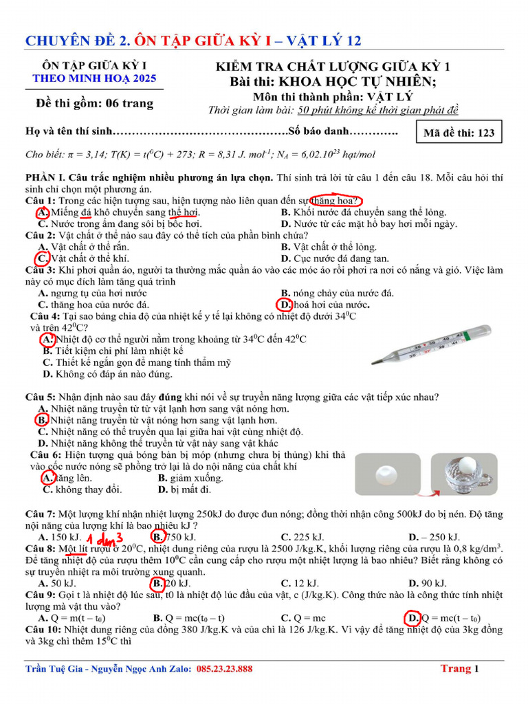 On Tap Giua Ky 1 Theo Minh Hoa 2025 de So 10 Dap an PDF | PDF