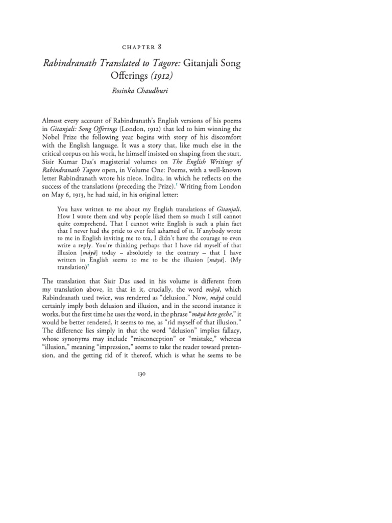 Rabindranath Translated to Tagore-Gitanjali Song Offerings (1912) | PDF