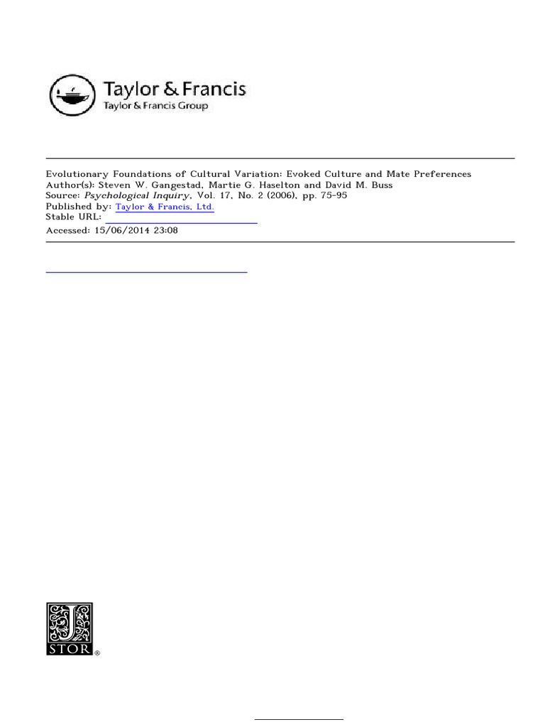 David Buss - Evolutionary Foundations of Cultural Variation - Evoked ...