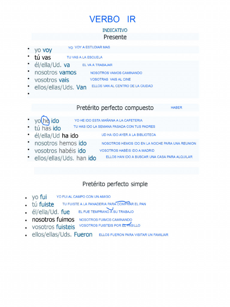 4 Conjugaciones Del Verbo Ir Resuelto | PDF