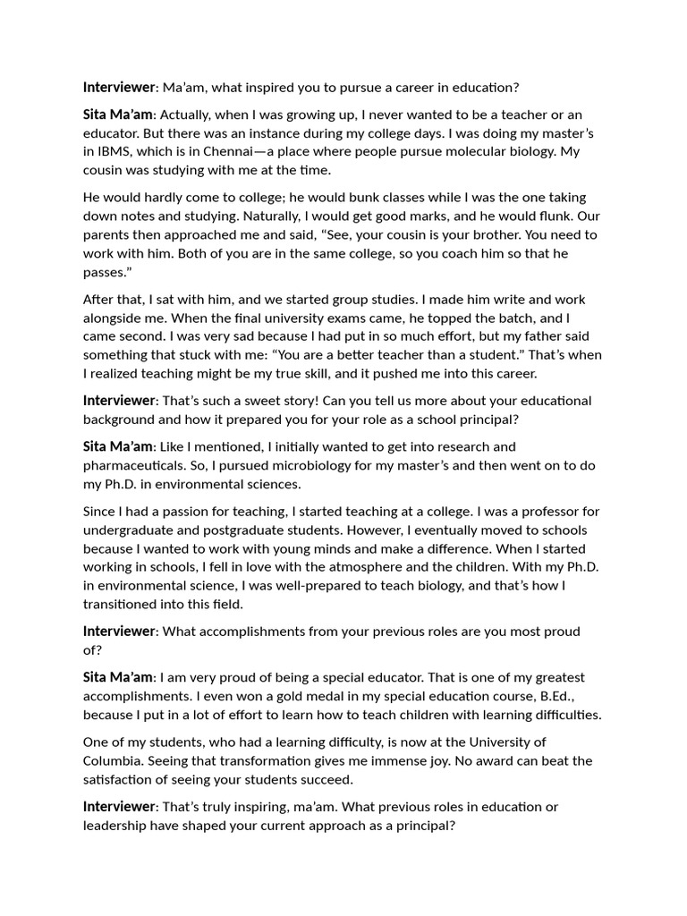 English Interview 2 | PDF | Teachers