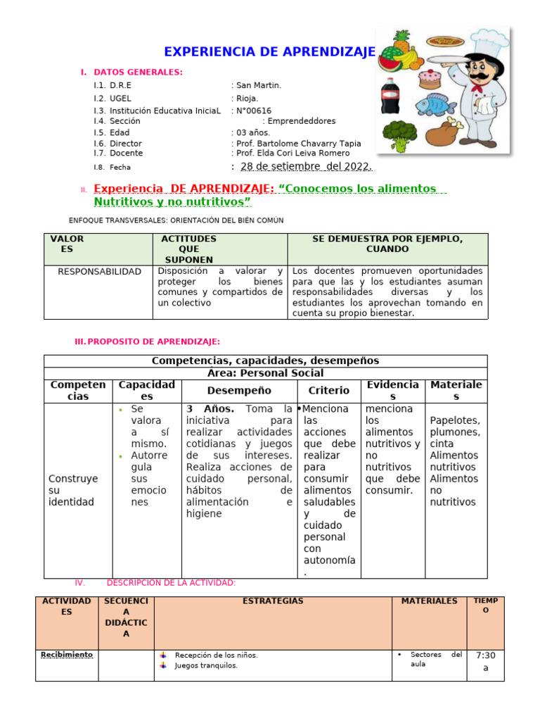 Alimentos Nutritivos y No Nutritivos 3, Años | PDF | Alimentos