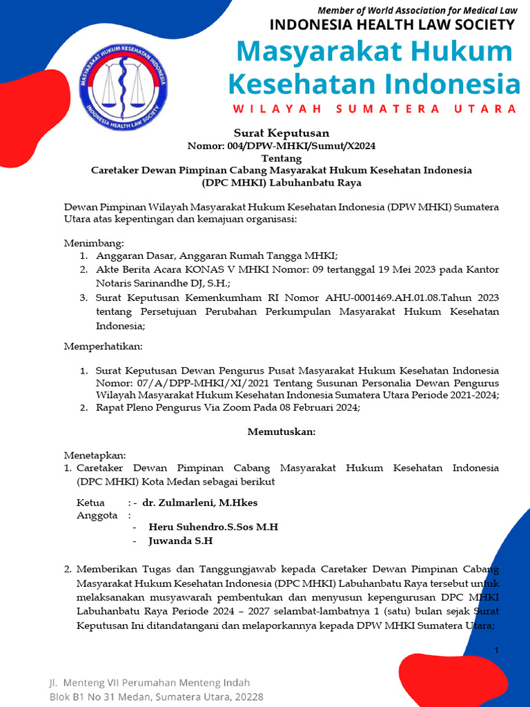 Surat Keputusan Caretaker 04 DPC Labuhanbatu Raya | PDF Surat Keputusan Caretaker 04 DPC Labuhanbatu Raya | PDF