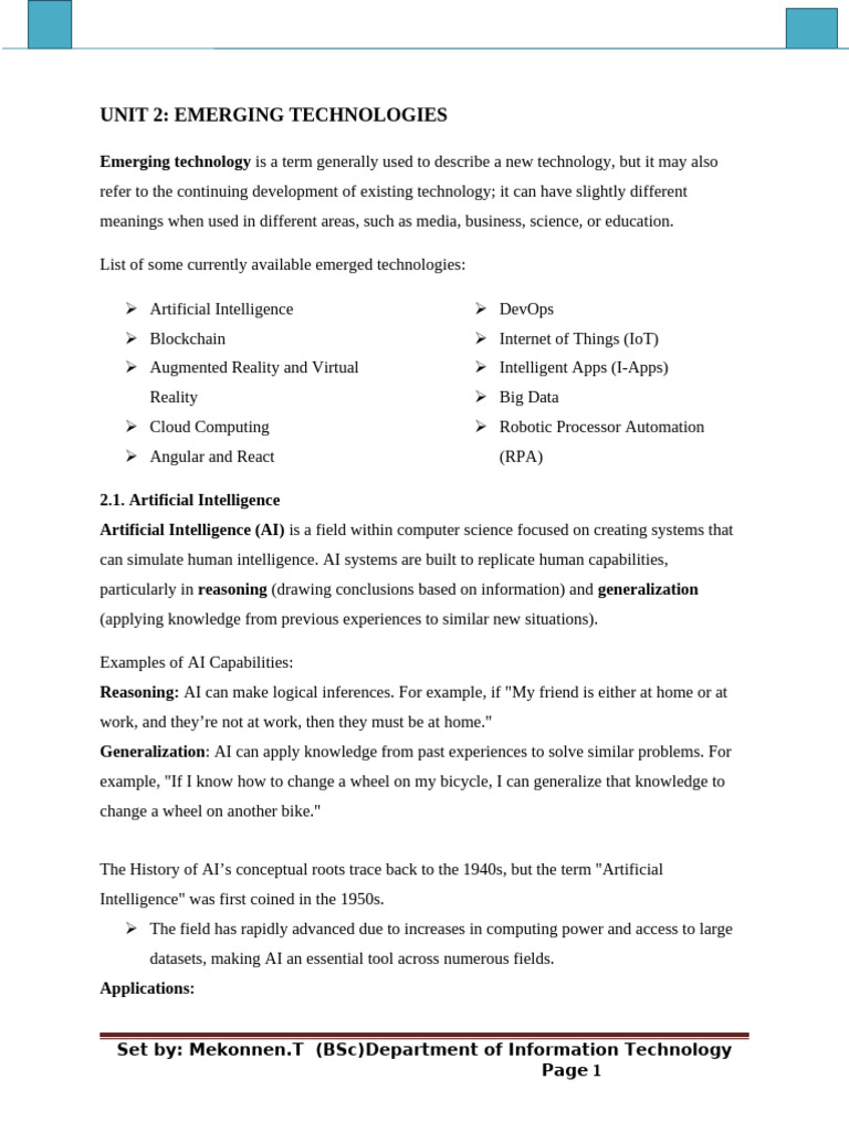 It g11 Unit Two 2nd Edited | PDF | Artificial Intelligence | Intelligence (AI) & Semantics